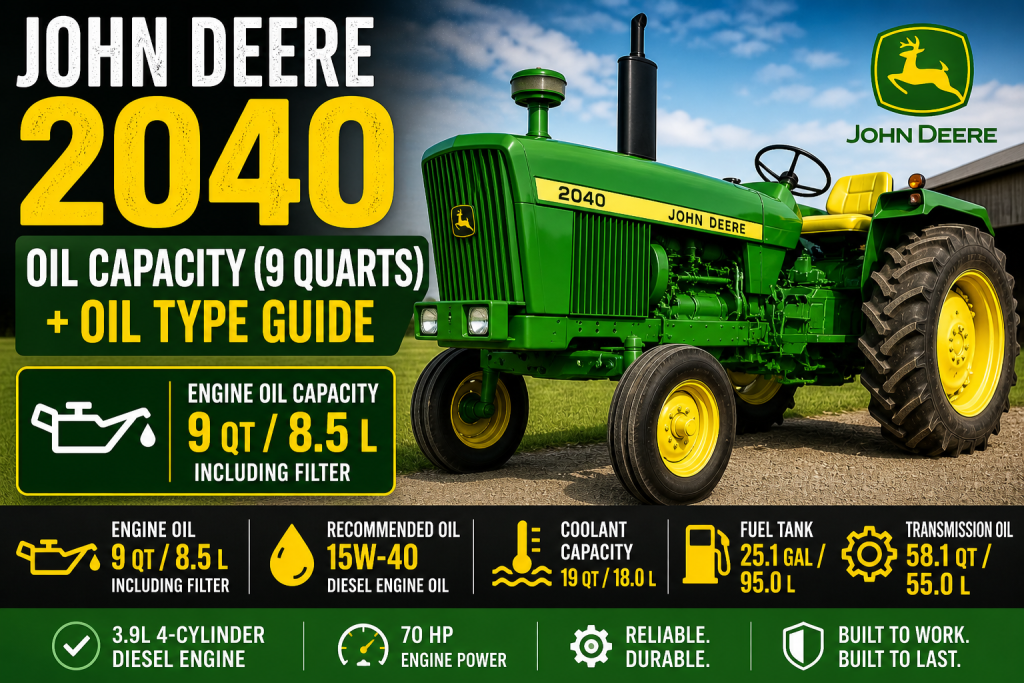 John Deere 2040 Oil Capacity (9 Quarts) + Oil Type Guide ...